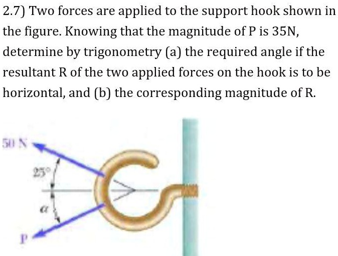 27 two forces are applied to the support hook shown in the figure ...