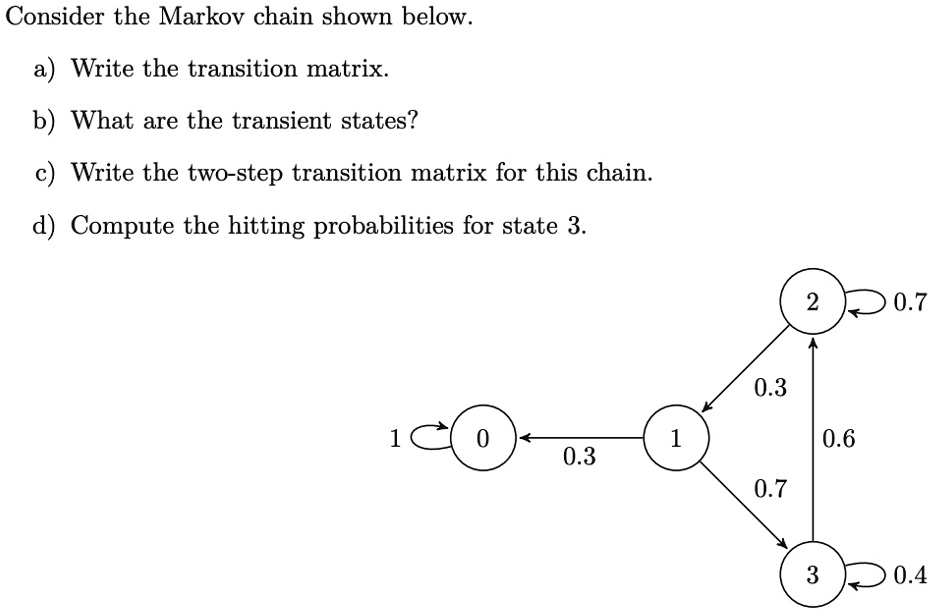 consider the markov chain shown below a write the transition matrix b what are the transient ...
