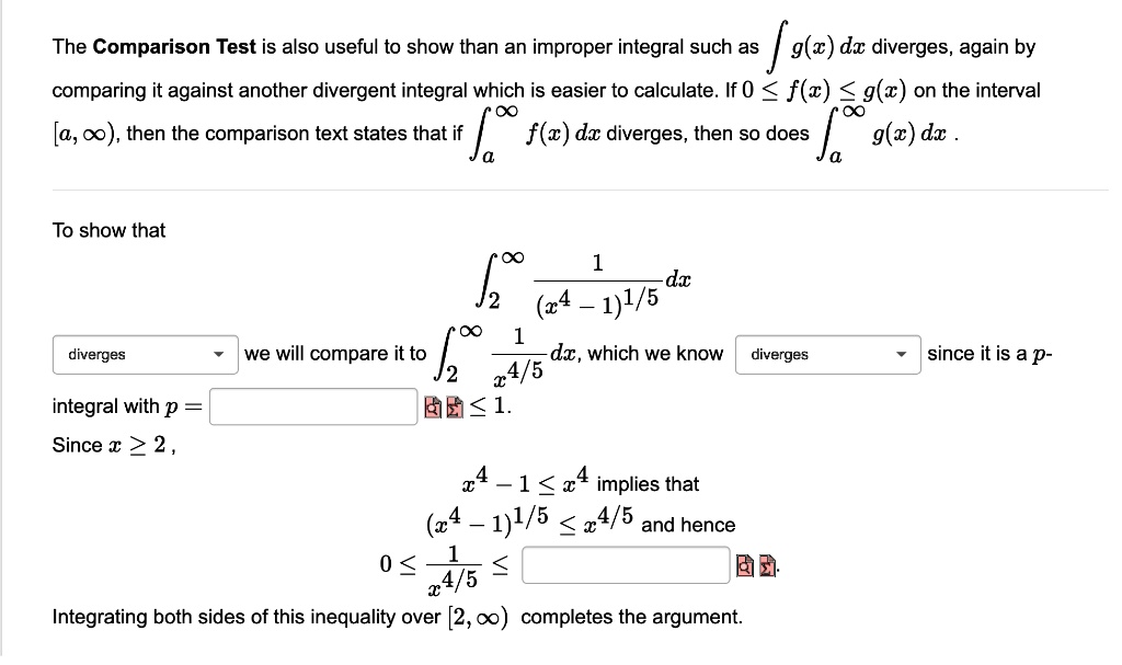 SOLVED: The Comparison Test is also useful to show than an improper ...