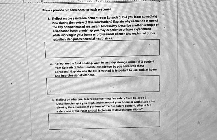 Please provide 3-5 sentences for each response. 1. Reflect...