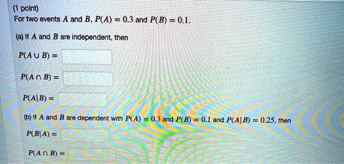 point for two events a and b pa 03 and pb 01 a if a and b are ...