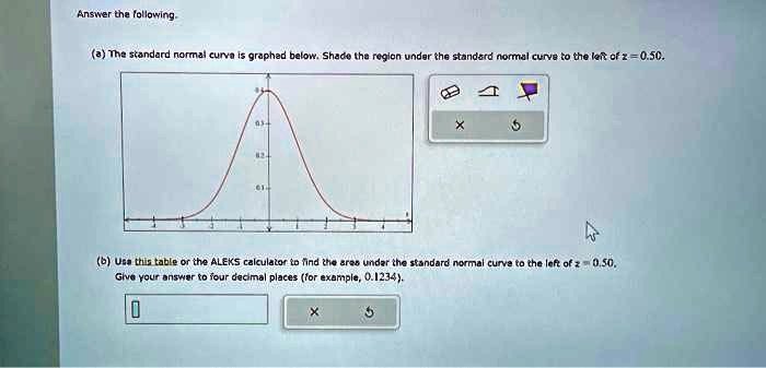 a) The standard normal curve is graphed below. Shade the region under ...