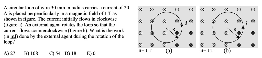 SOLVED: A circular loop of wire 30mm in radius carries current of 20 A is placed perpendicularly ...