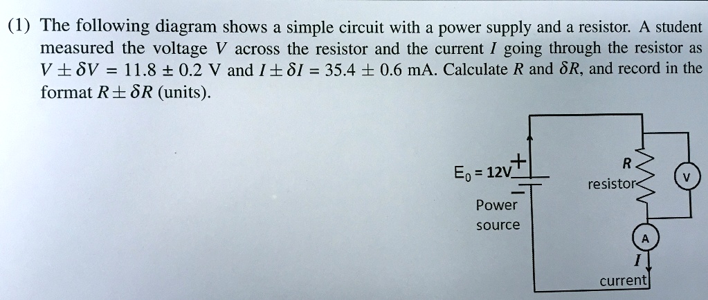 SOLVED: The following diagram shows a simple circuit with a power supply and a resistor: A ...