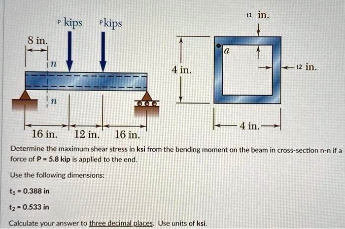 P kips P kips 8 in. n n 16 in. 12 in. 16 in. t1 in. a 4 in. t2 in. 4 in ...