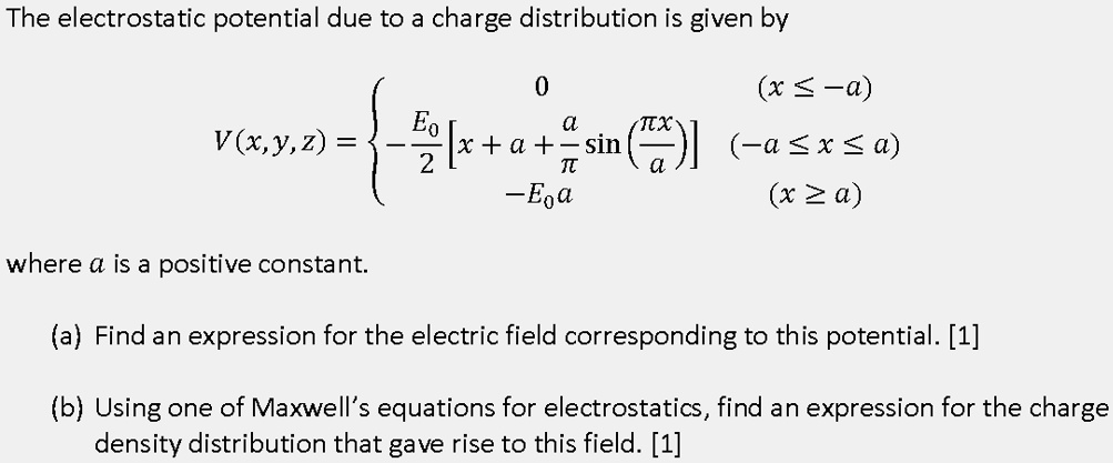 SOLVED:The electrostatic potential due to a charge distribution is ...