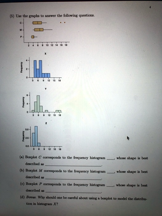 use the graphs answer the following questions boxplot corresponds the ...
