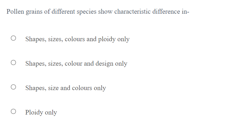 pollen grains of different species show characteristic difference in ...
