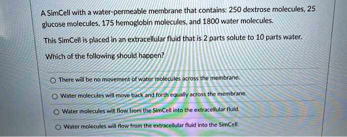 a simcell with a water permeable membrane that contains 250 dextrose ...