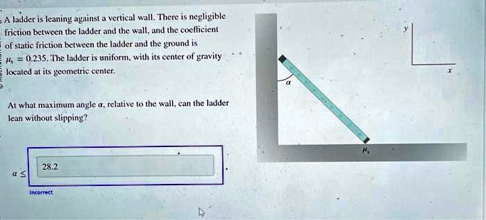 SOLVED: help me A ladder is leaning against a vertical wall.There is ...