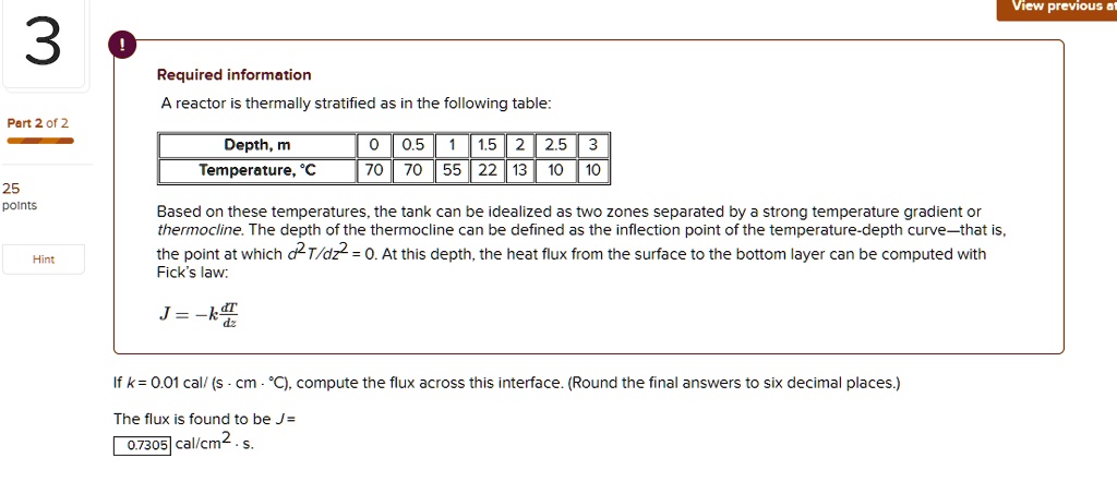 view previous 3 required information a reactor is thermally stratified ...