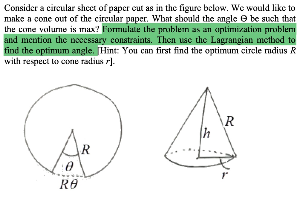 SOLVED: Consider a circular sheet of paper cut as in the figure below ...