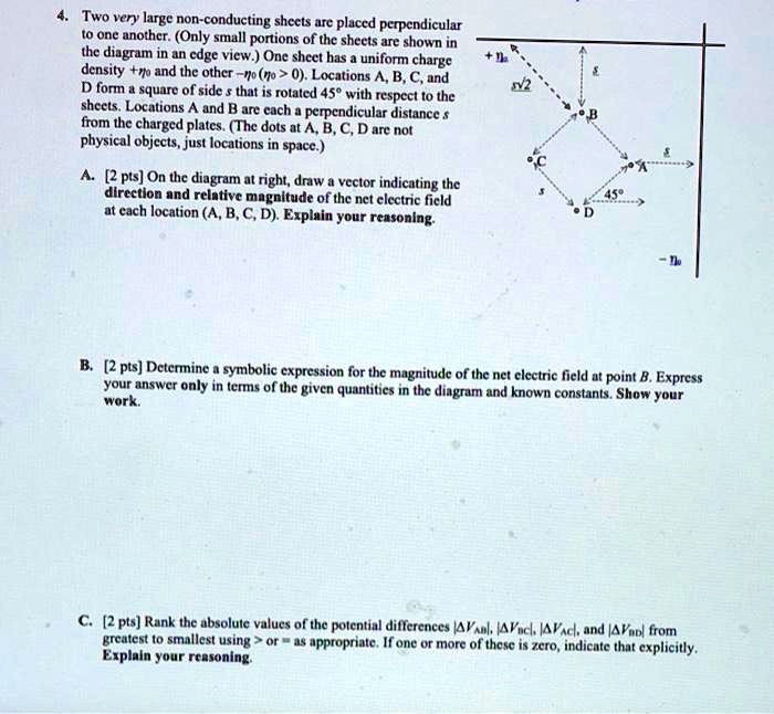 Two very large non-conducting sheets are placed perpendicular to one ...
