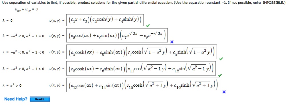 use separation of variables to find possible product solutions for the given partial ...