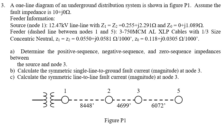3. A one-line diagram of an underground distribution system is shown in figure P1. Assume the ...