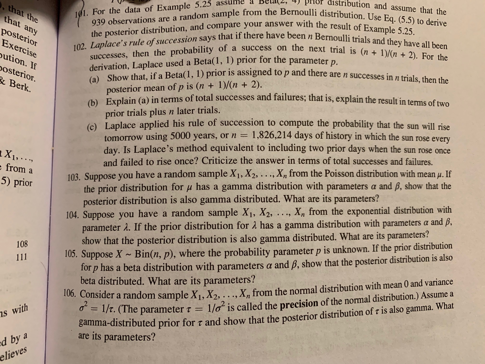 the posterior distribution, and compare your answer with the result of ...