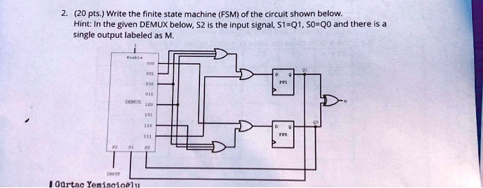 SOLVED: 2. 20 pts.)Write the finite state machine(FSM of the circuit ...