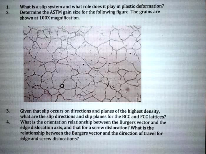 SOLVED: ' 1. 2. What is a slip system and what role does it play in ...