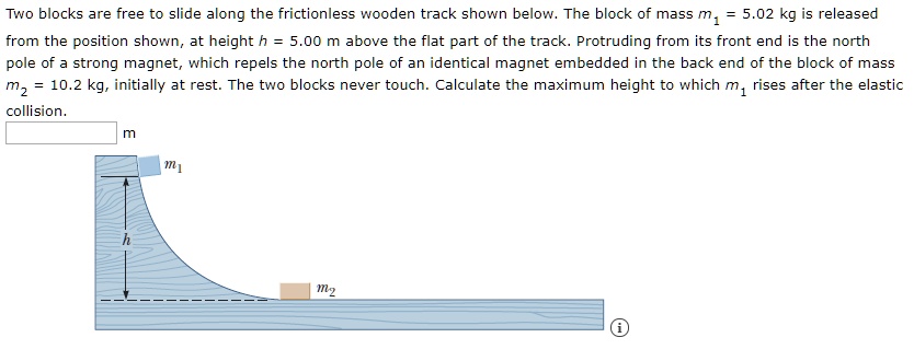 Two blocks are free to slide along the frictionless wooden track shown ...