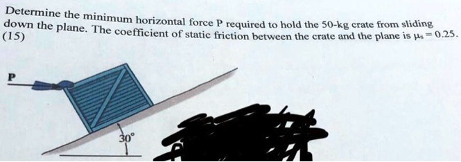 SOLVED: Determine the minimum down the plane. The horizontal force P required t0 hold the SO-kg ...