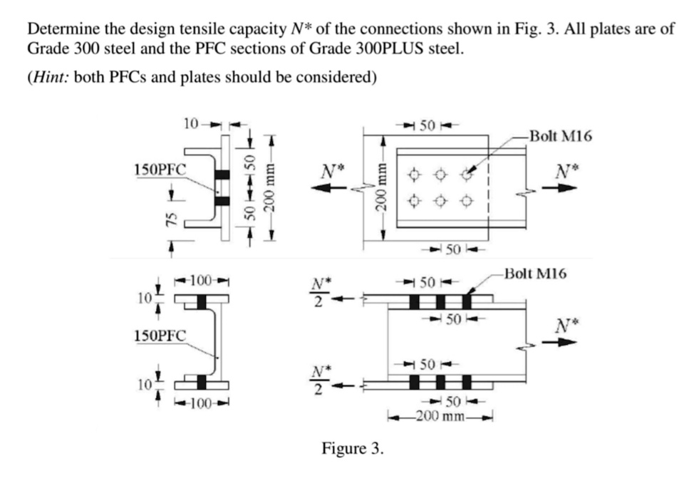 determine the tensile capacity of the connections determine the design ...