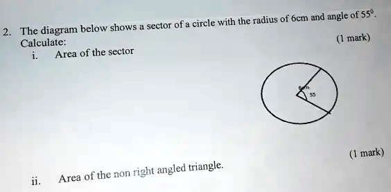 SOLVED: the radius of 6cm and angle of 55". sector of= circle with The diagram below shows mark ...
