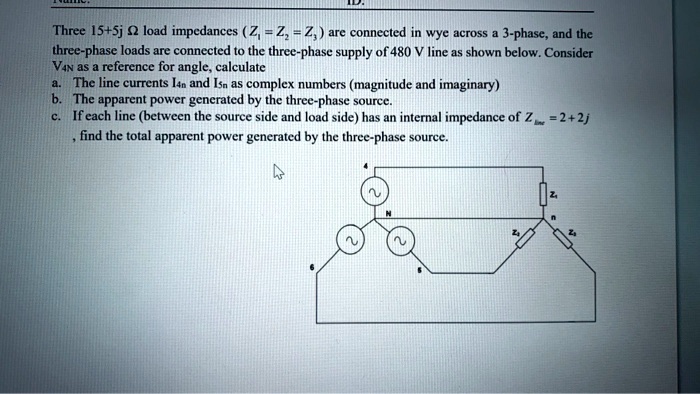 SOLVED: Three 15+5j load impedances Z are connected in wye across a 3 ...