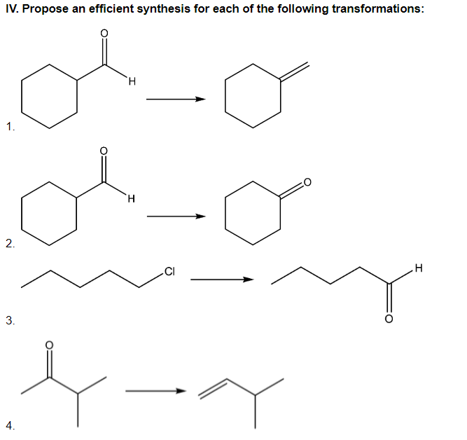SOLVED: IV. Propose an efficient synthesis for each of the following transformations: 1 . 2 . 3 ...