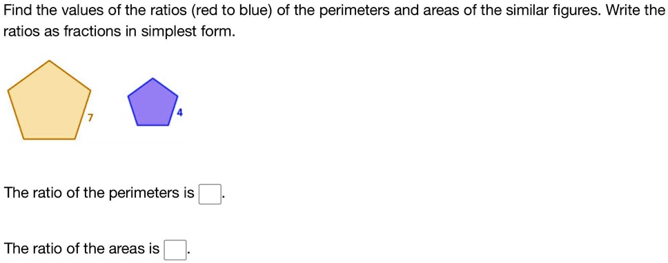 SOLVED: 'Find the values of the ratios (red to blue) of the perimeters ...