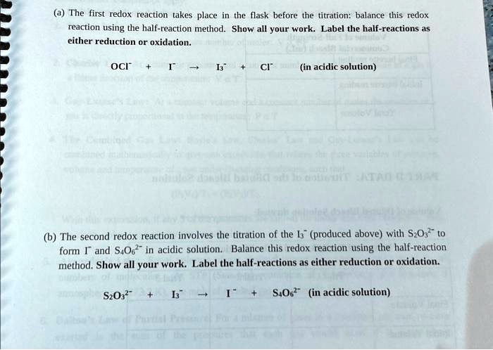 (a) The first redox reaction takes place in the flask before...