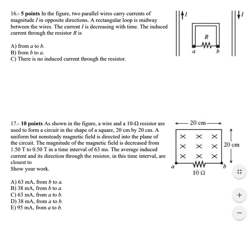 SOLVED: 16.- 5 points In the figure two parallel wires carry currents ...