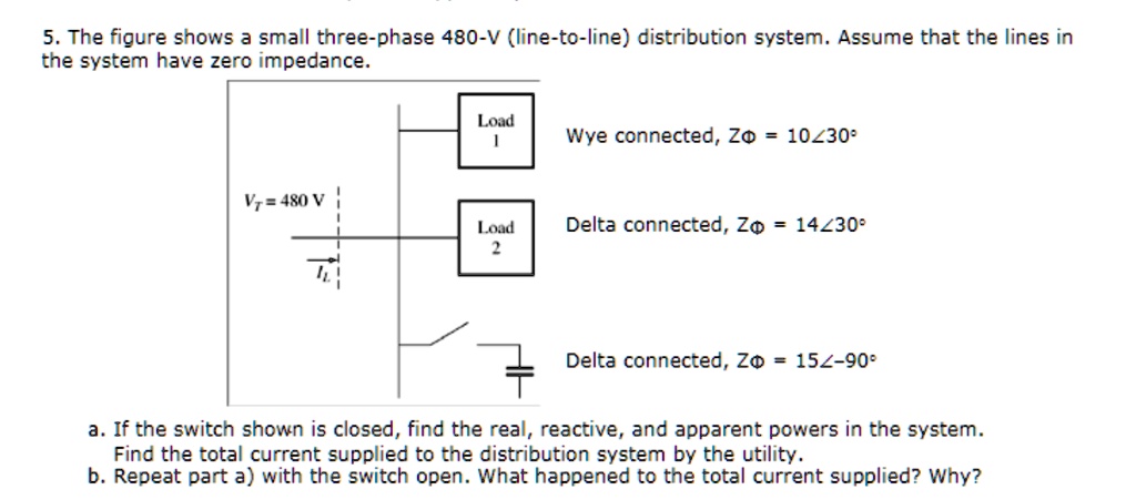 5. The figure shows a small three-phase 480-V (line-to-line ...