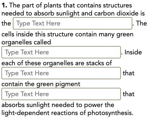 SOLVED: "HELP ME. don't know what this means 1. The part of plants that contains structures ...