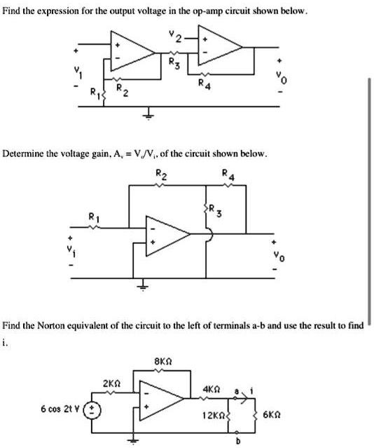 Find the expression for the output voltage in the op-amp circuit shown below. 2- R3 + R 1 R2 R4 ...