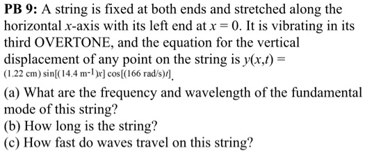 PB 9: A string is fixed at both ends and stretched along the horizontal x-axis with its left end ...