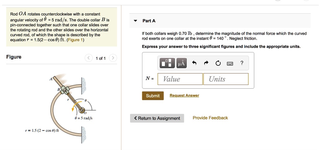SOLVED: Rod OA rotates counterclockwise with a constant angular ...