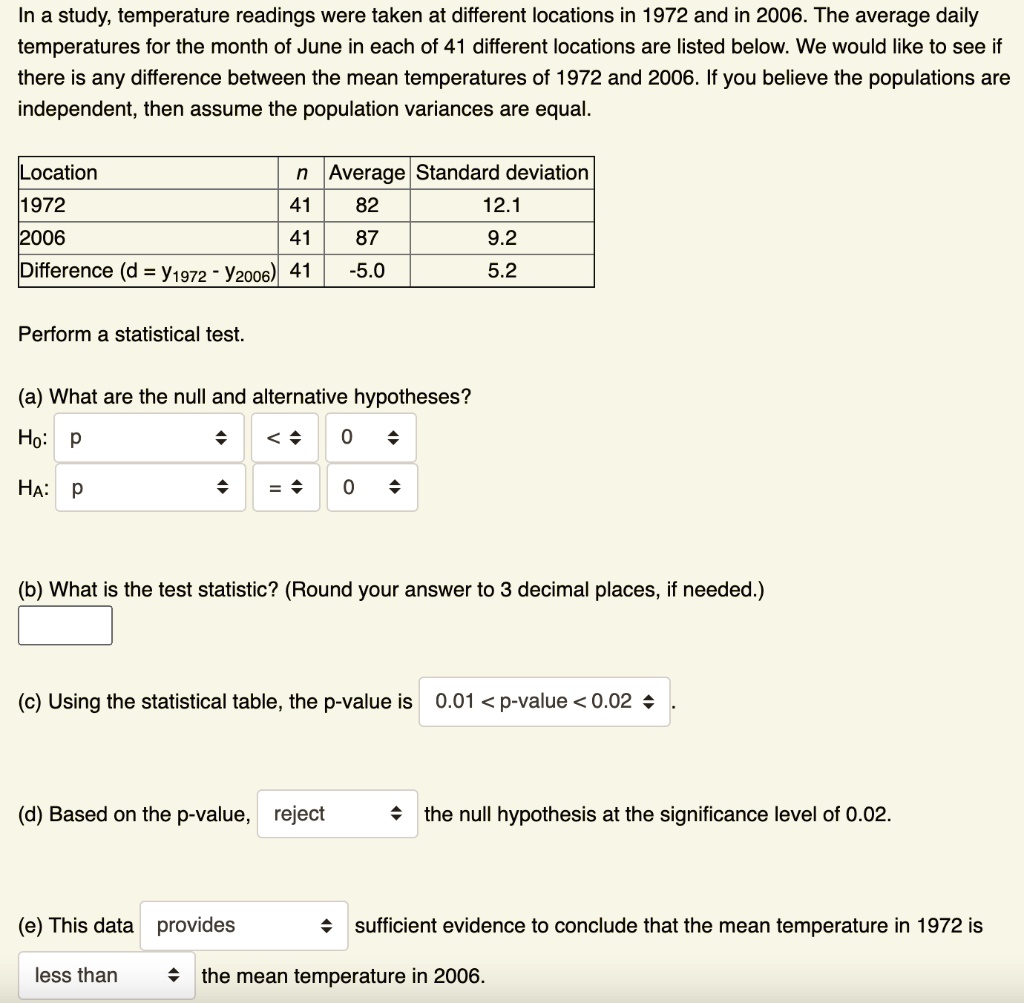 SOLVED: In a study, temperature readings were taken at different ...