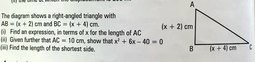 SOLVED: The diagram shows a right-angled triangle with AB = (x + 2) cm ...