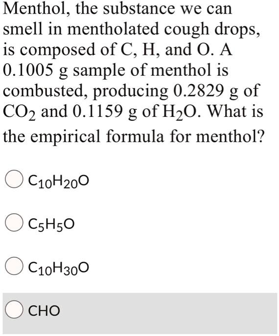 Menthol, the substance we can smell in mentholated cough drops, is ...