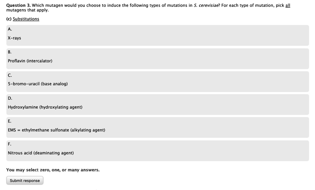 question 3 which mutagen would you choose to induce the following types ...