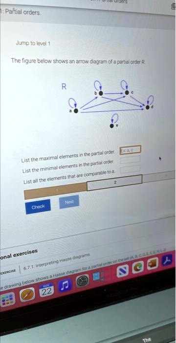 SOLVED: Partial orders The figure below shows an arrow diagram of a partial order R. R List the ...
