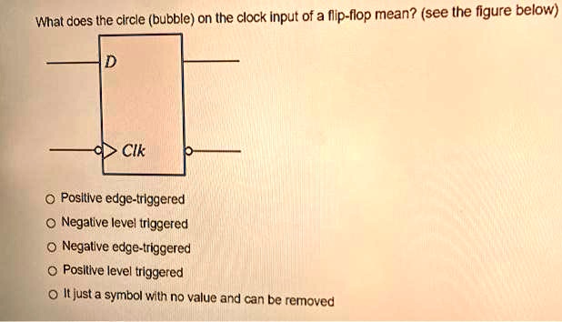 SOLVED: What does the circle (bubble) on the clock input of a flip-flop mean? (see the figure ...
