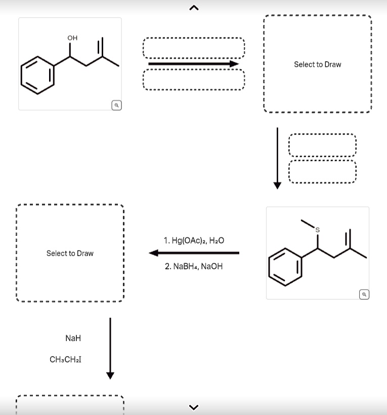 SOLVED: Draw the missing products and/or reagents in the following multistep synthesis. Select ...