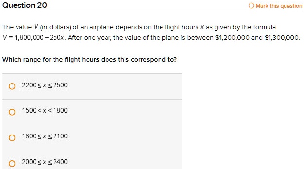 [GET ANSWER] question 20 mark this question the value v in dollars of ...