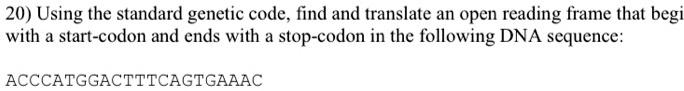 20) Using the standard genetic code, find and translate an...