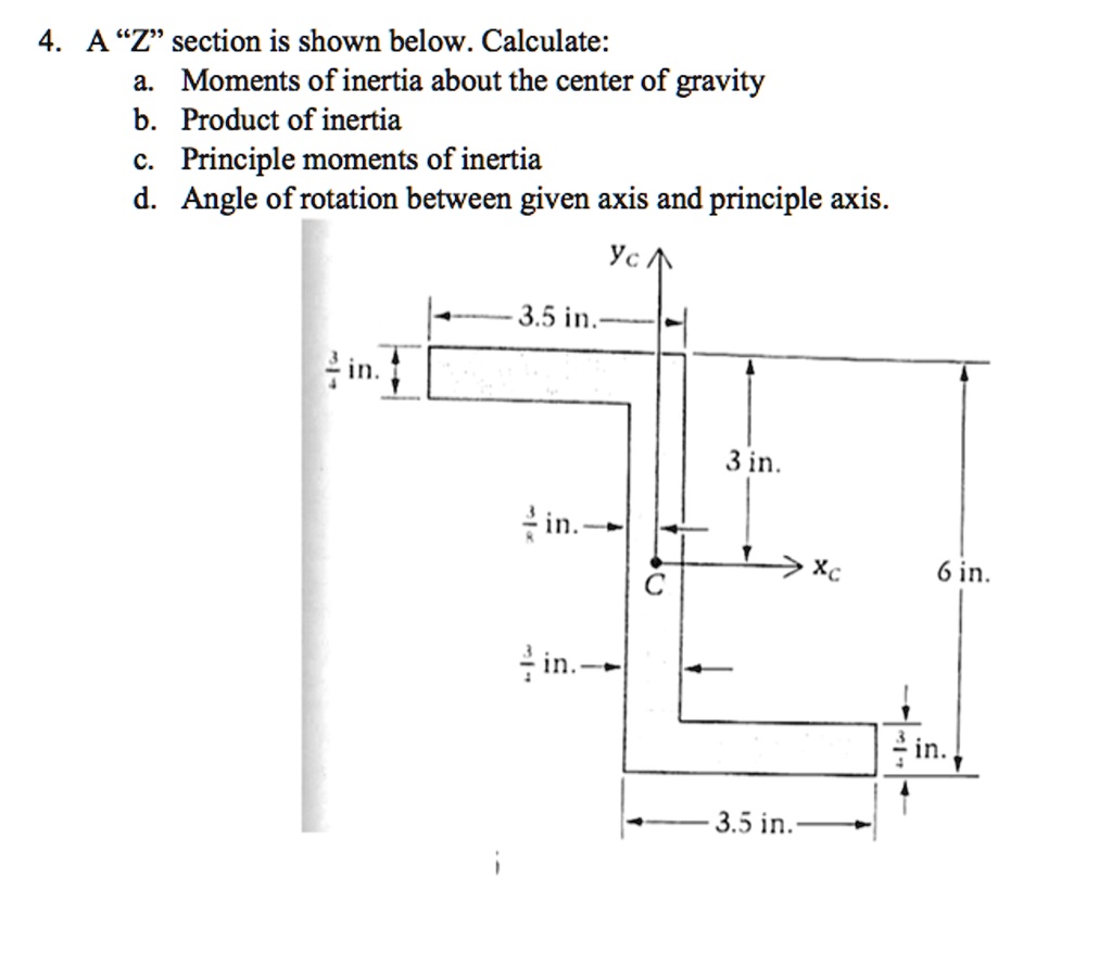 SOLVED: 4. A "Z section is shown below. Calculate: a. Moments of ...