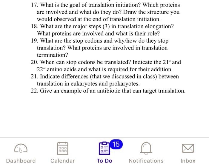 17 what is the goal of translation initiation which proteins are ...