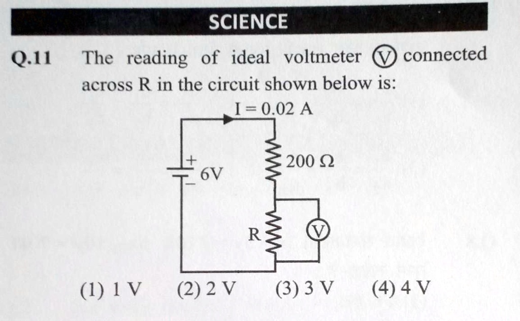 SOLVED: 'the reading of ideal voltmeter connected across R in the circuit shown below is:'