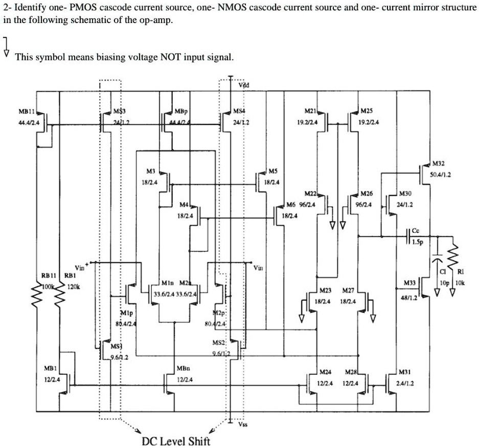 Solved Identify One Pmos Cascode Current Source One Nmos Cascode 0555