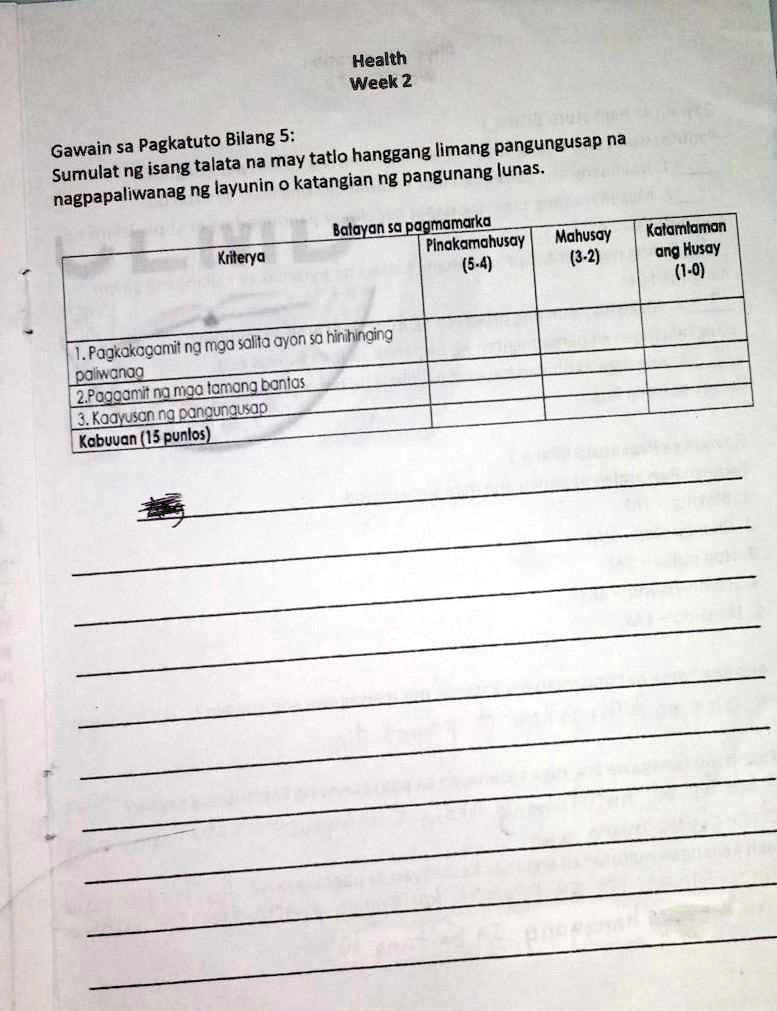 SOLVED: Pasagot po please please po sa June 28 napo ipapasa Health Week ...
